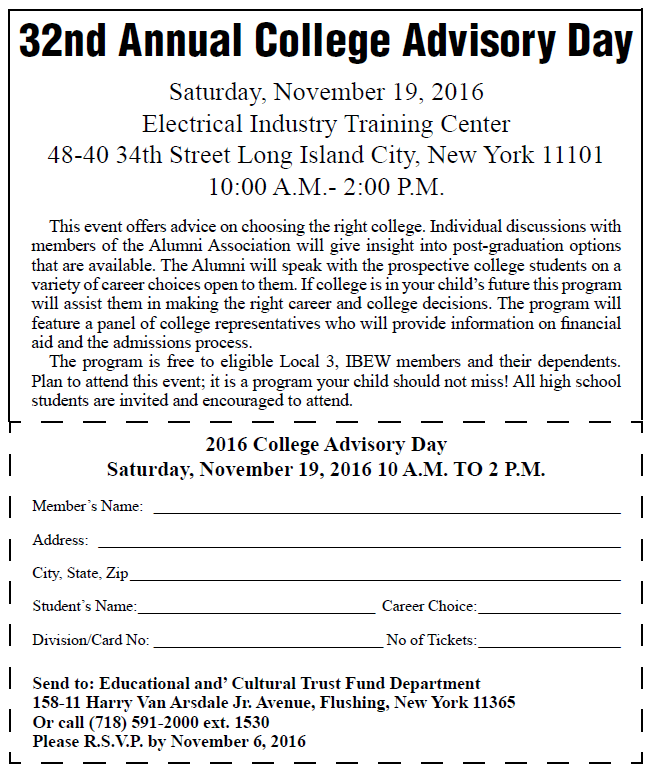 32nd Annual College Advisory Day | Local Union No. 3 IBEW