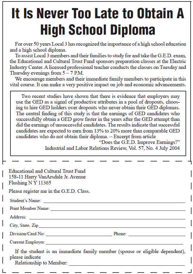 It Is Never Too Late to Obtain A High School Diploma | Local Union No ...