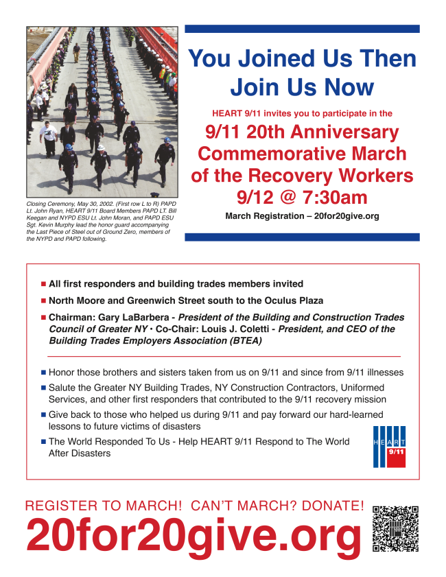 HEART 9/11’s 20th Anniversary March | Local Union No. 3 IBEW